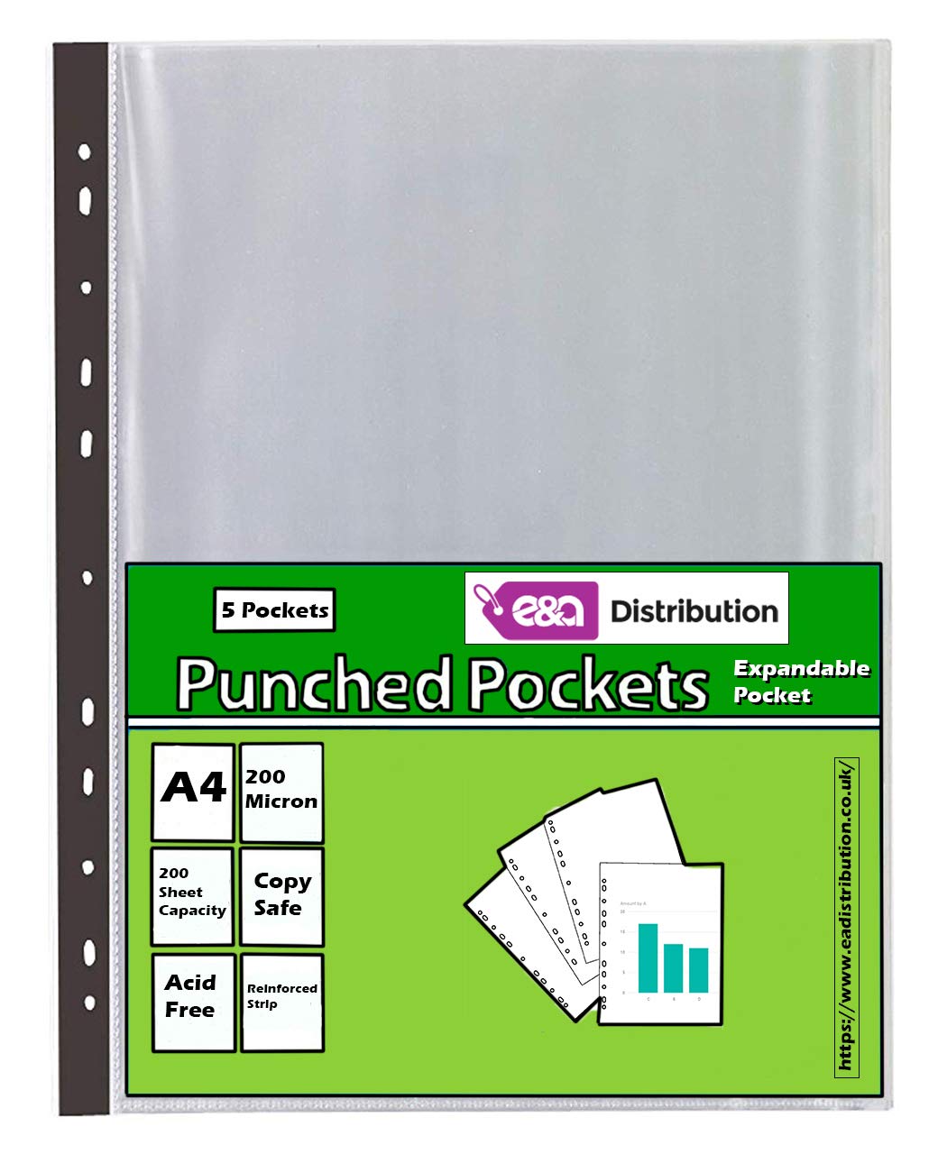 A4 Clear Plastic Punched Pockets Filing Folders Wallets Sleeves ...