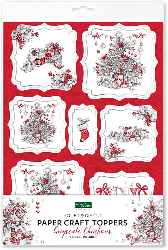 Katy Sue Greyscale Christmas Die-Cut & Silver Foiled Paper Craft ...