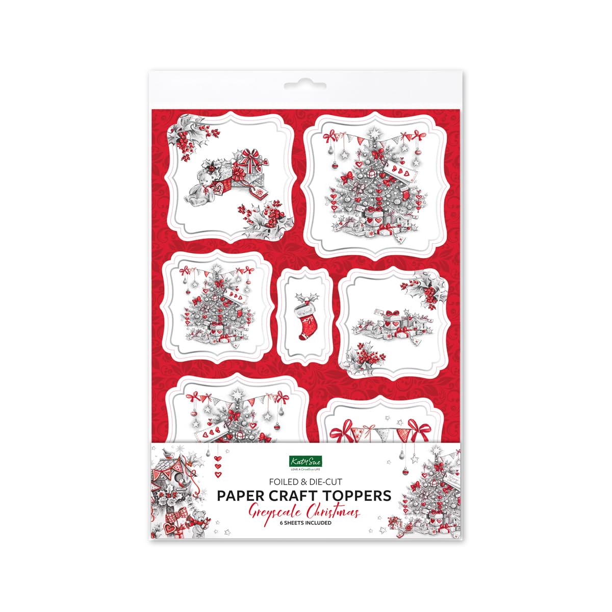 Katy Sue Greyscale Christmas Die-Cut & Silver Foiled Paper Craft ...