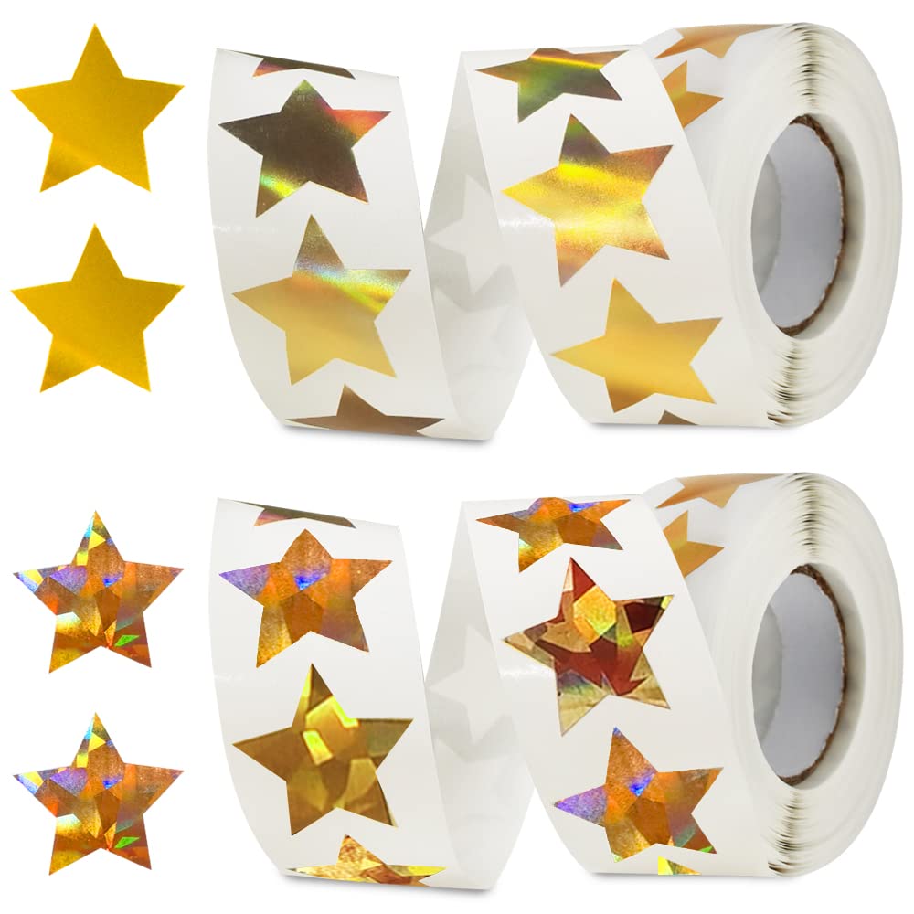 Amazon.com: 1000 PCS Star Stickers, DaKuan 1 Inch Gold Star Stickers ...