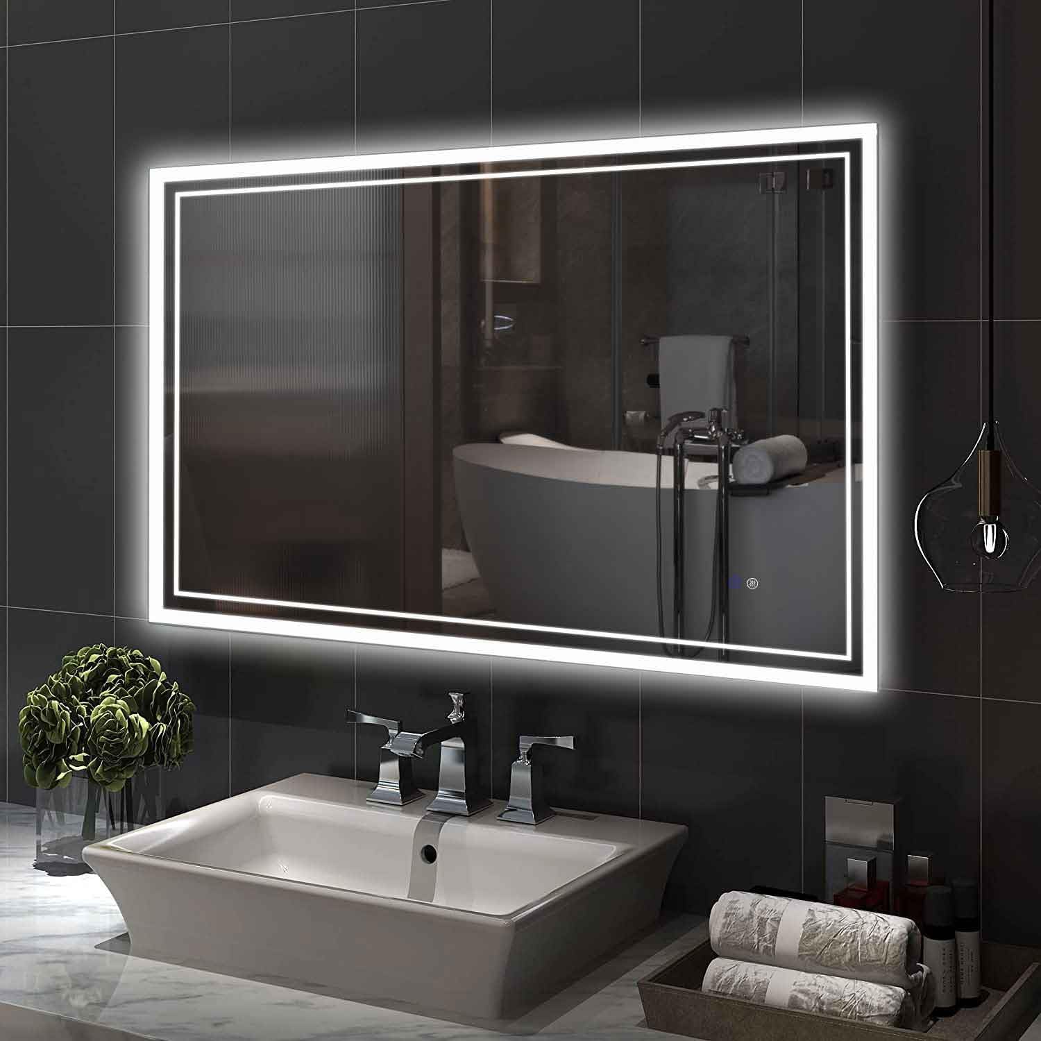 Amazon.com: LEVE LED Backlit Mirror Bathroom Wall Mounted Illuminated ...