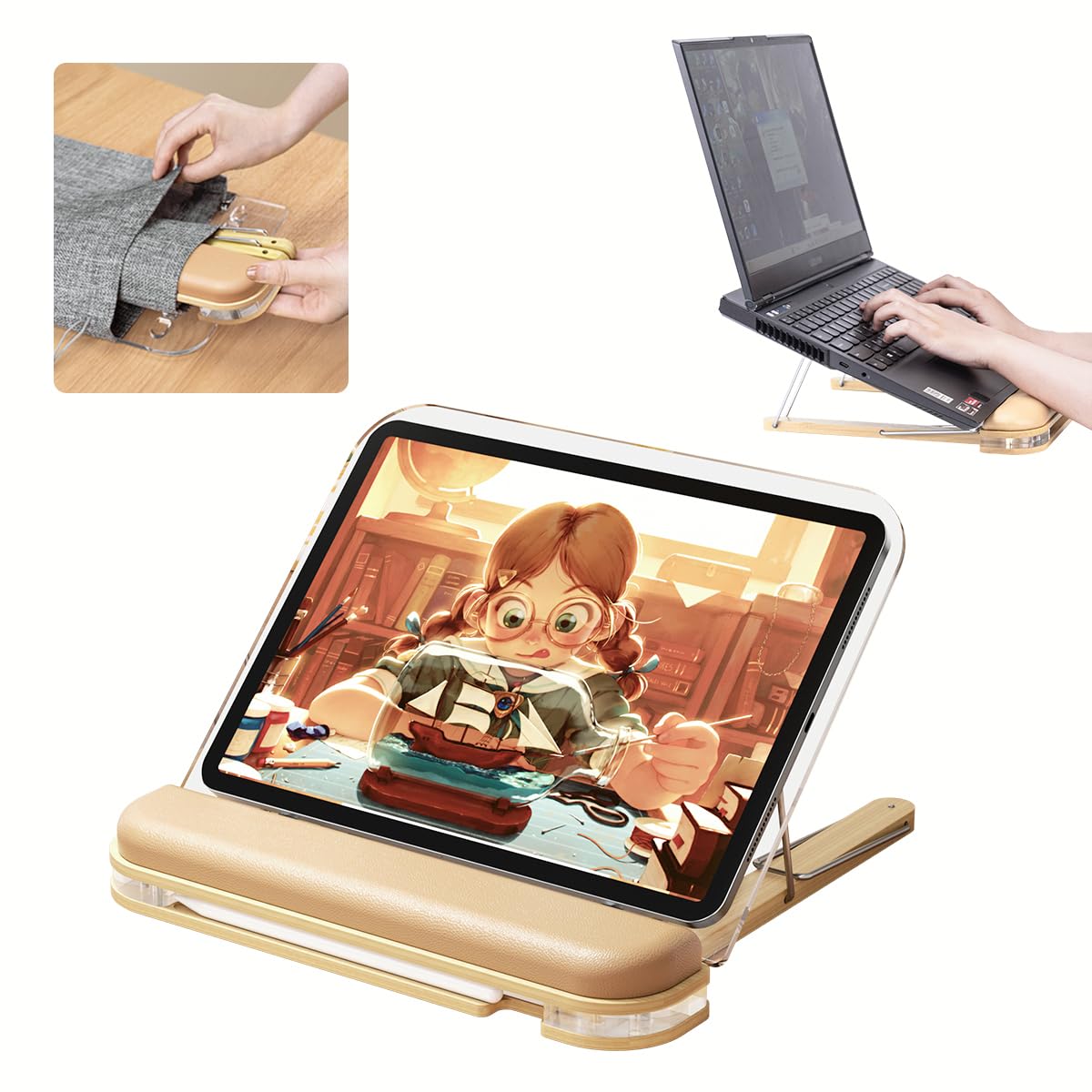 Amazon.com: Acrylic iPad Drawing Tablet Stand, Solid Wooden Adjustable ...