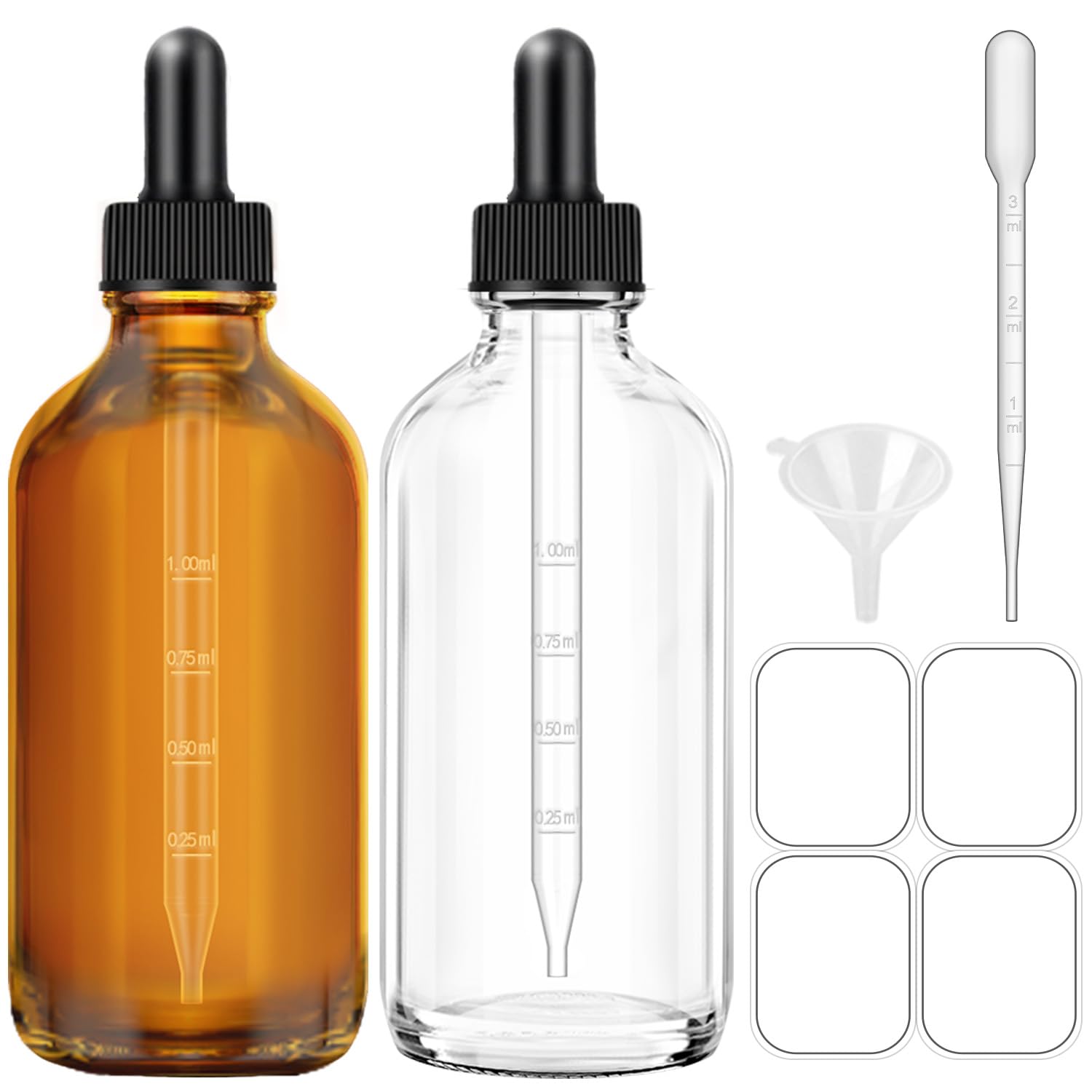 Amazon.com: Bumobum Amber Dropper Bottles, 4oz Glass Bottle with ...