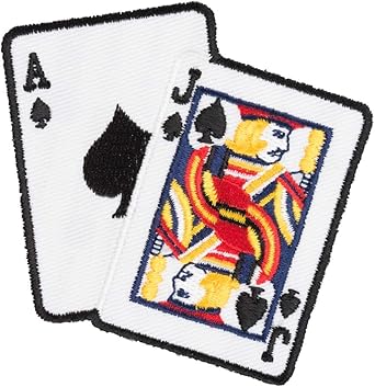 Amazon.com: Blackjack 21 Card Hand Patch, Playing Cards Patches ...