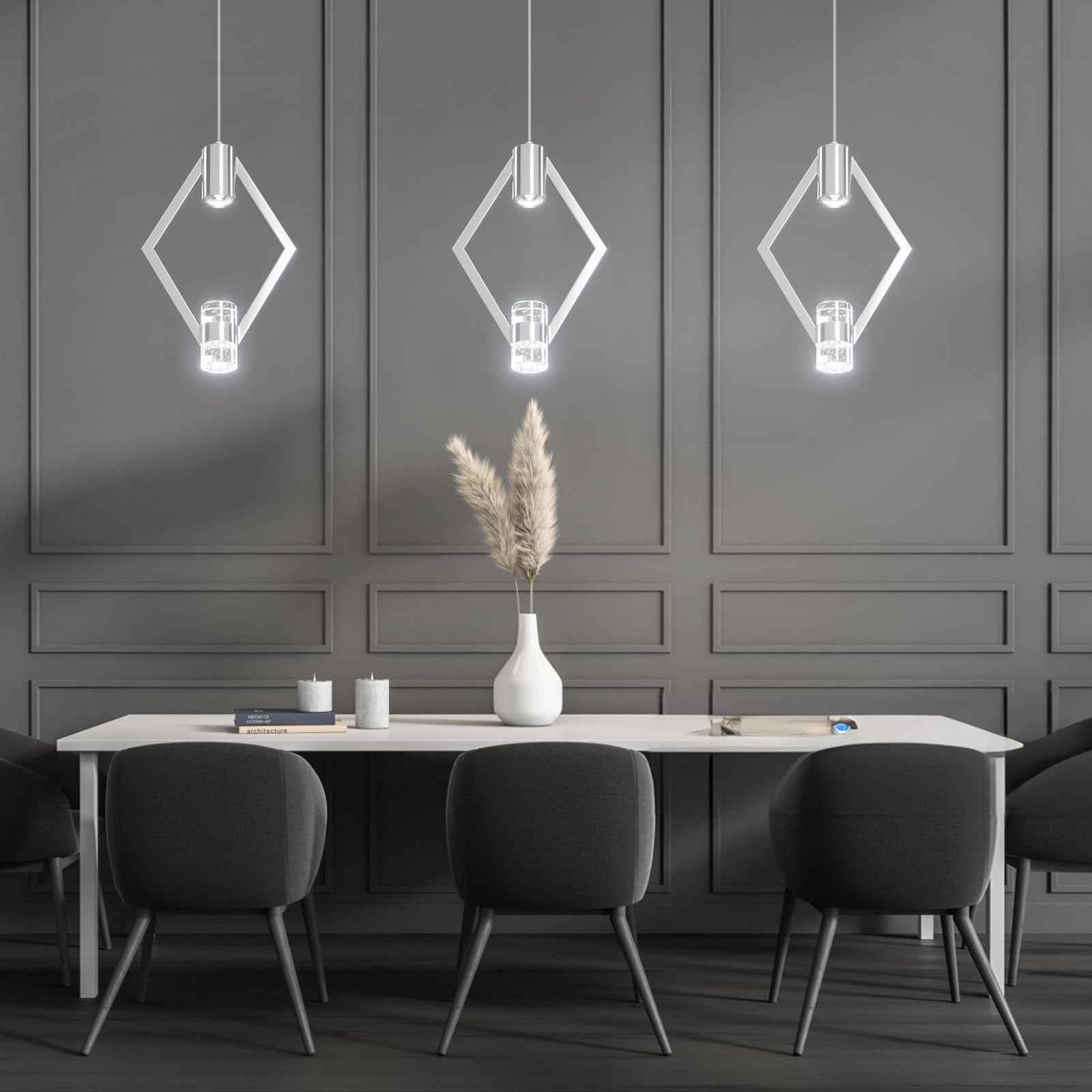 Amazon.com: Espird Pendant Lights Kitchen Island 3 Pack, Rhombus-Shaped ...