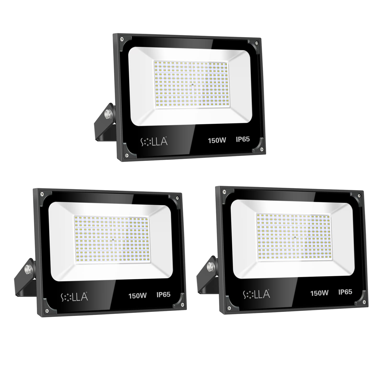 SOLLA 3 Pack 150W Led Flood Light, 12000lm 3000K Warm White Exterior ...