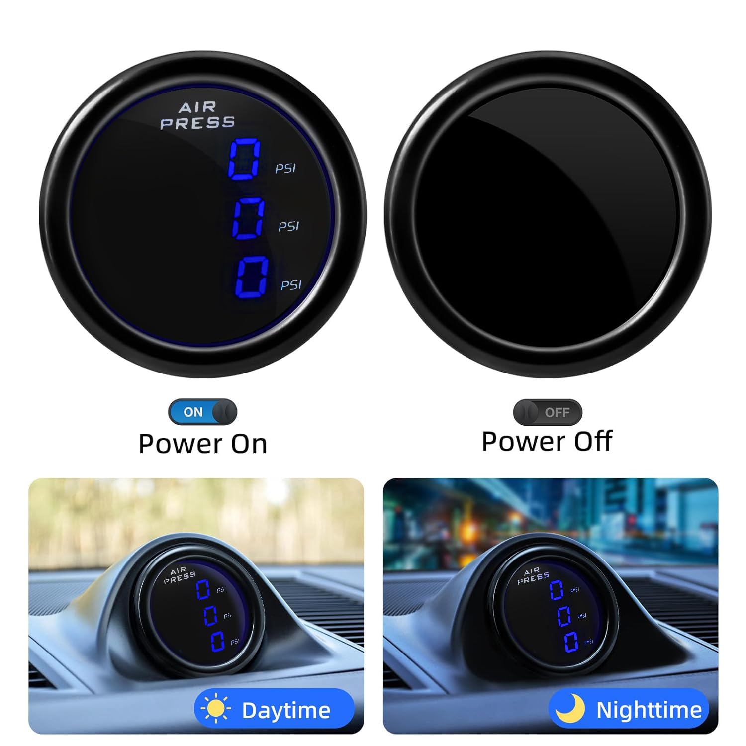 Snapklik.com : ZHSYMX LCD Three Pressure Air Pressure Gauge 290 PSI Air ...
