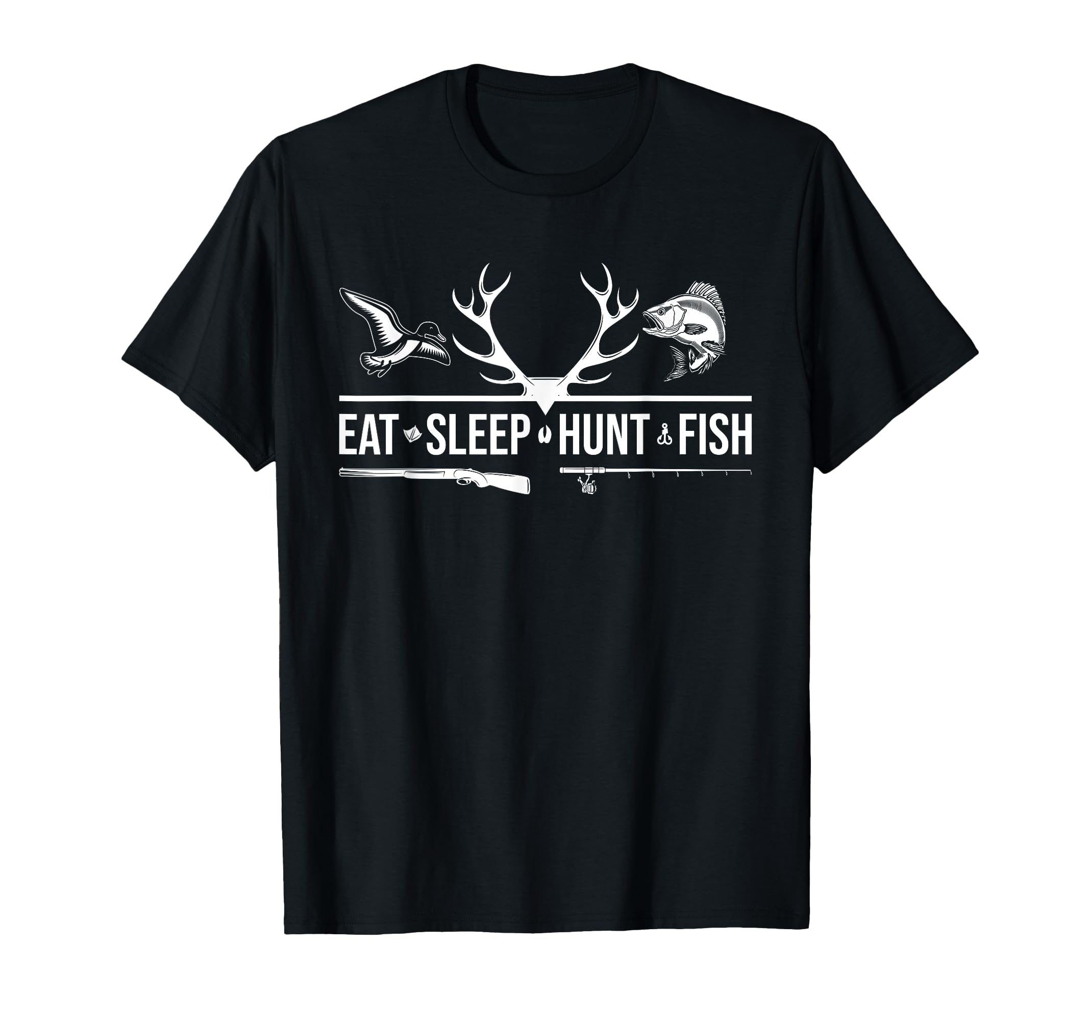 Amazon.com: Eat Sleep Hunt Fish Funny Hunting Fishing Graphic T-Shirt ...