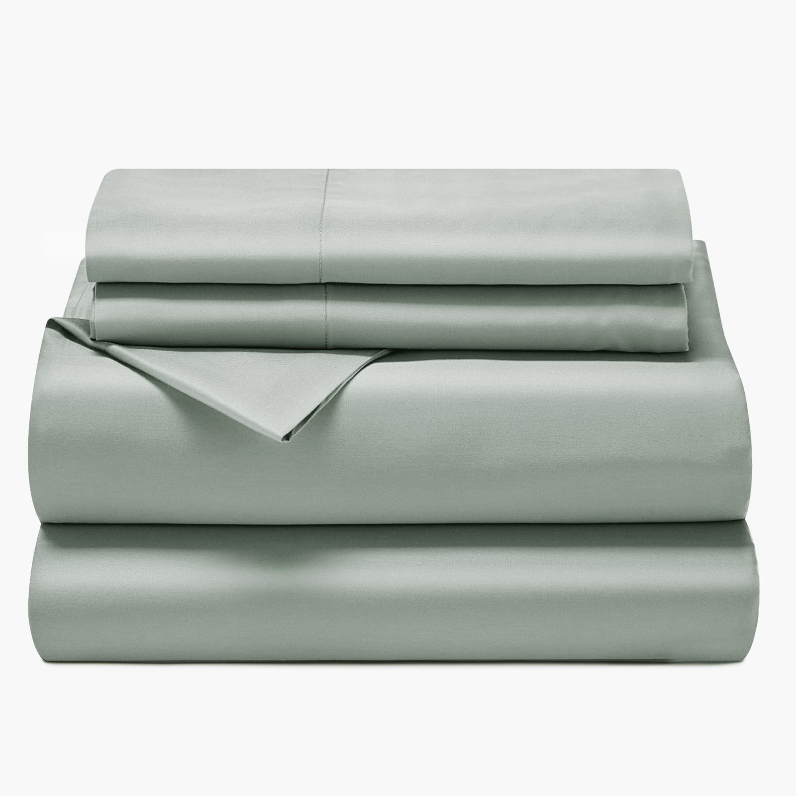 CozyLux 100% Organic Bamboo-Rayon Sheets King Size Light Green 300 ...