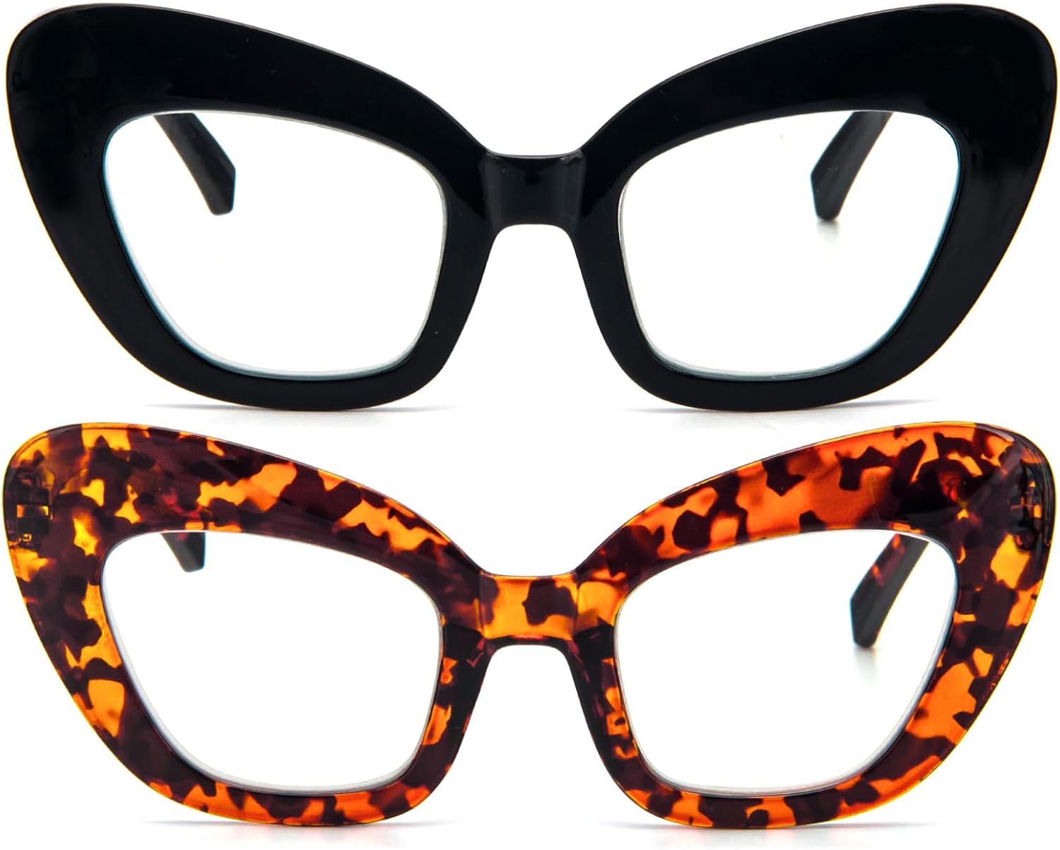 Amazon.com: KoKoBin Oversized Thick Cat Eye Reading Glasses,2 Pack ...