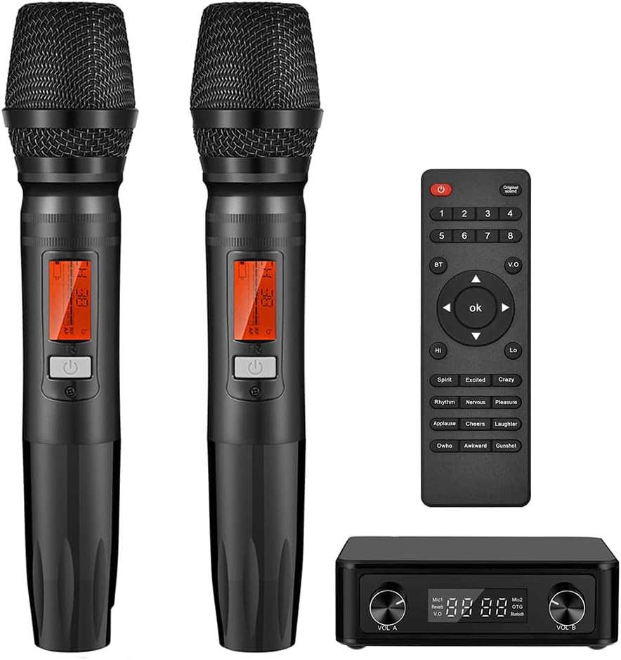 Amazon.com: Wireless Microphone System, Dual Handheld UHF Cordless ...