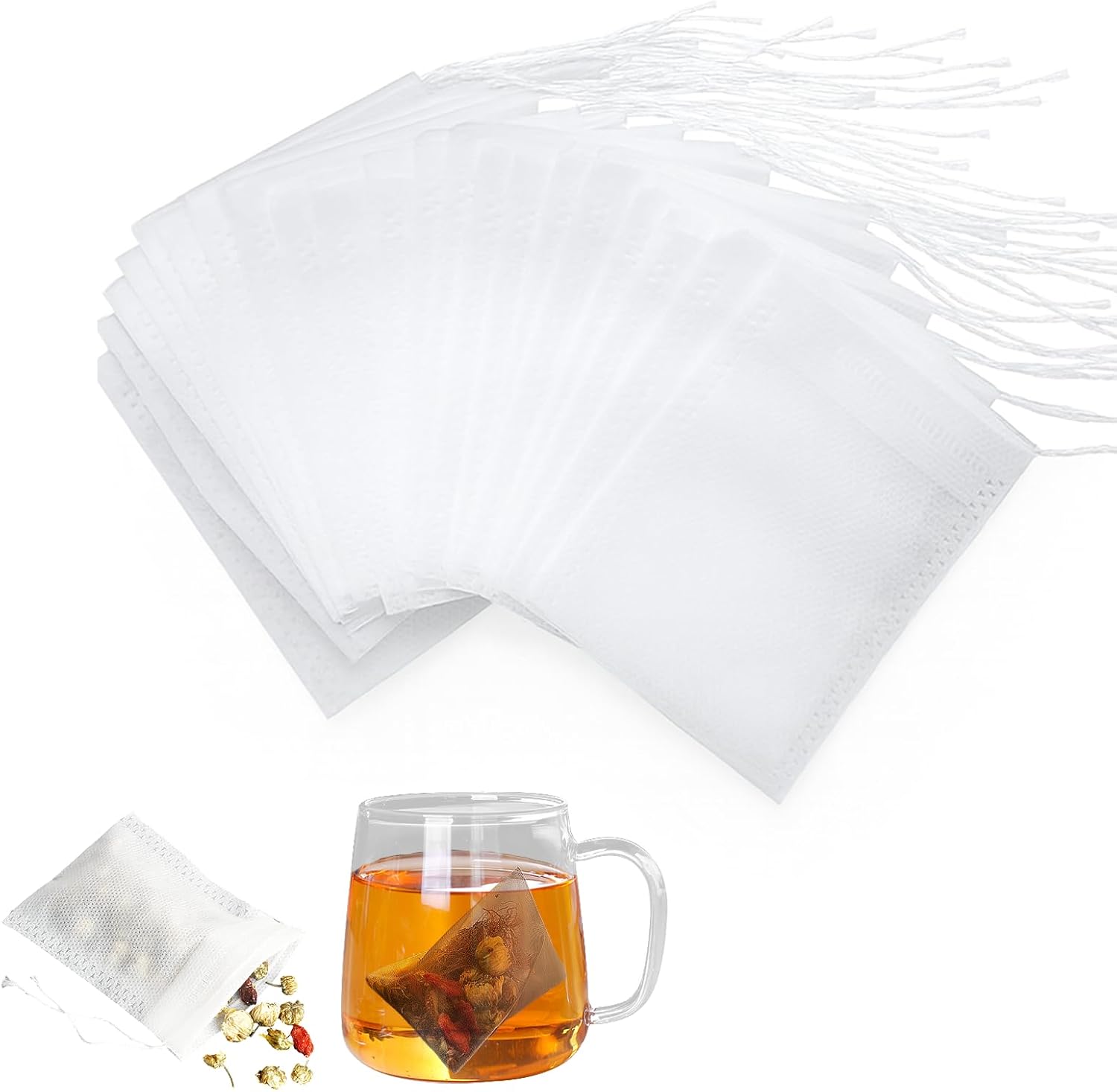 Amazon.com: 200PCS Tea Filter Bags,Empty Tea Bags for Loose Leaf Tea ...