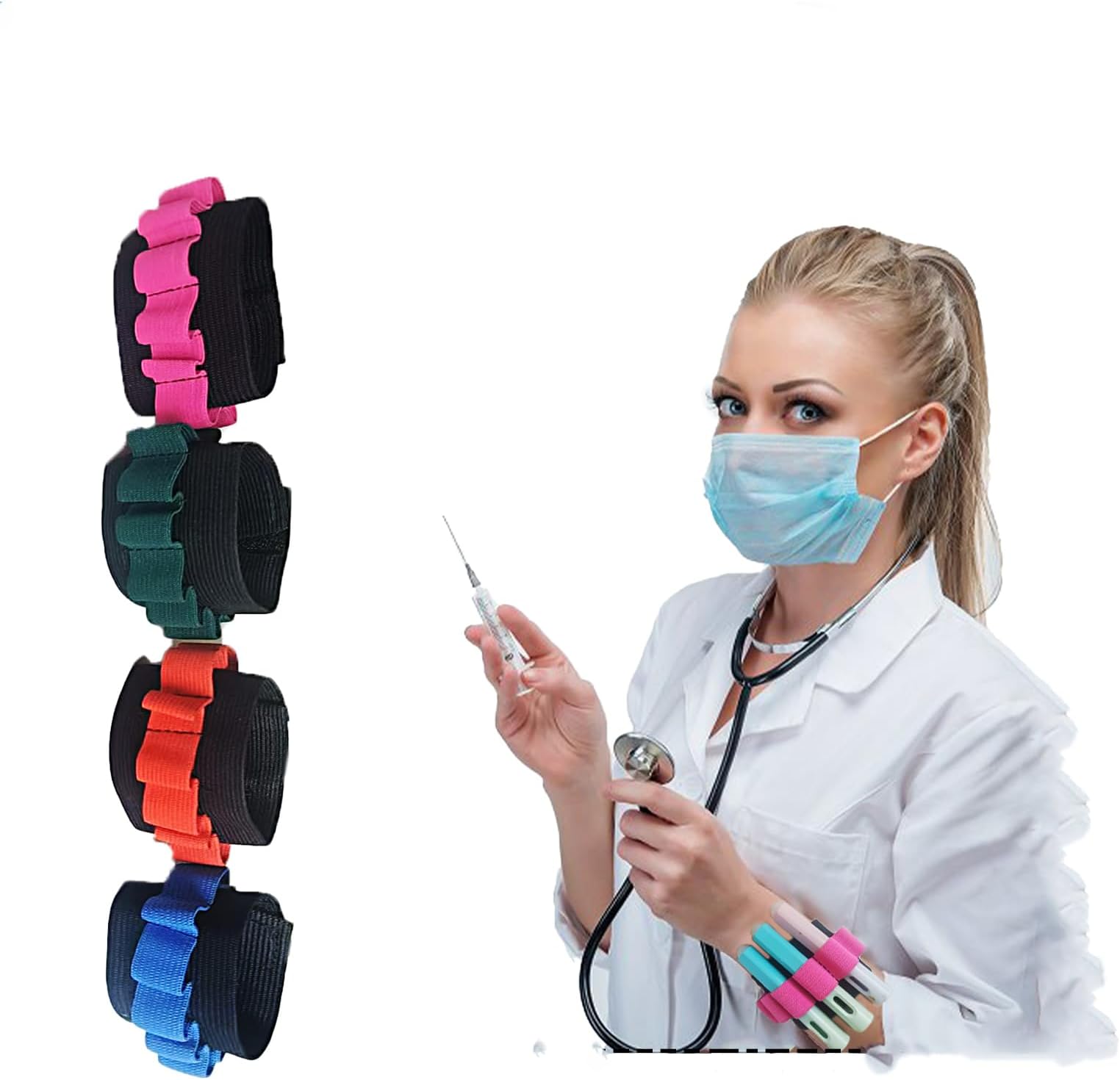 Amazon.com: 4 Pack Phlebotomy Supplies Tube Wristband Holder Set Blood ...