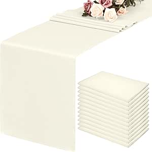Amazon.com: ARSINO DIRECT 12 Packs Ivory Polyester Table Runners 12 x ...