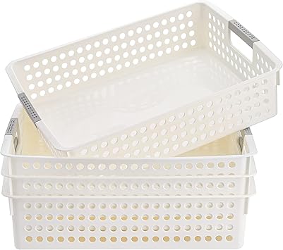 Amazon.com: Bekith 4 Pack Plastic Storage Tray Basket, A4 Paper ...