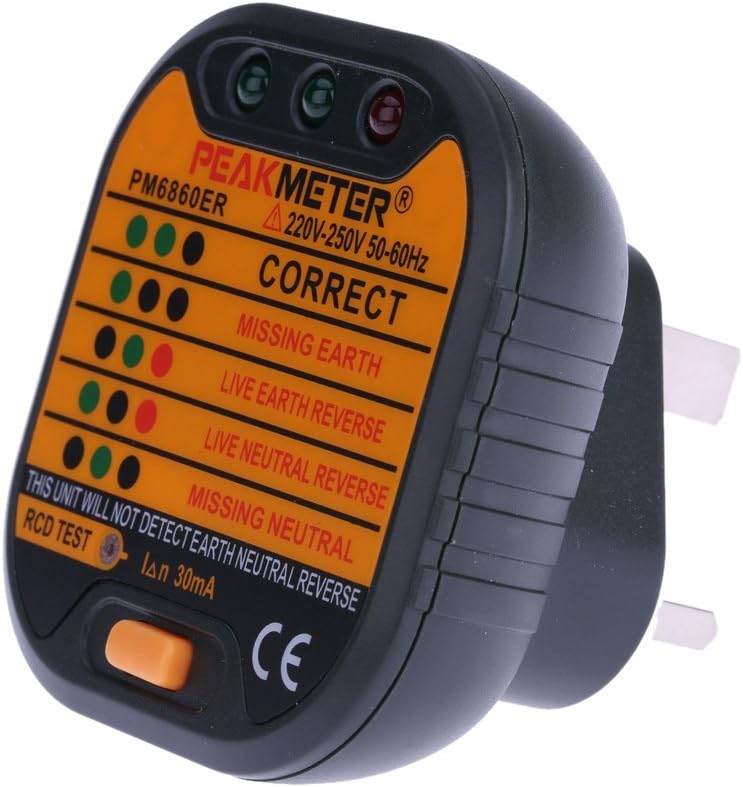 220V ~ 250V Portable Electrical Smart Socket Tester & 50-60Hz AC 12 ...