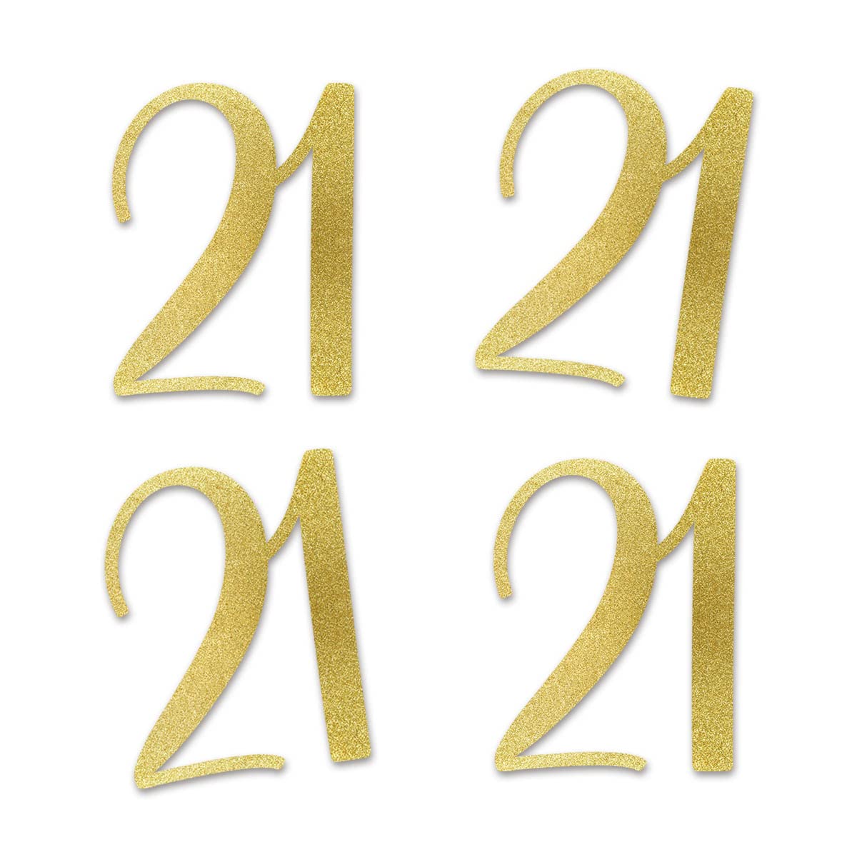 Amazon.com: Gold Glitter 21 Cut-Out Numbers, 21st Birthday Party ...