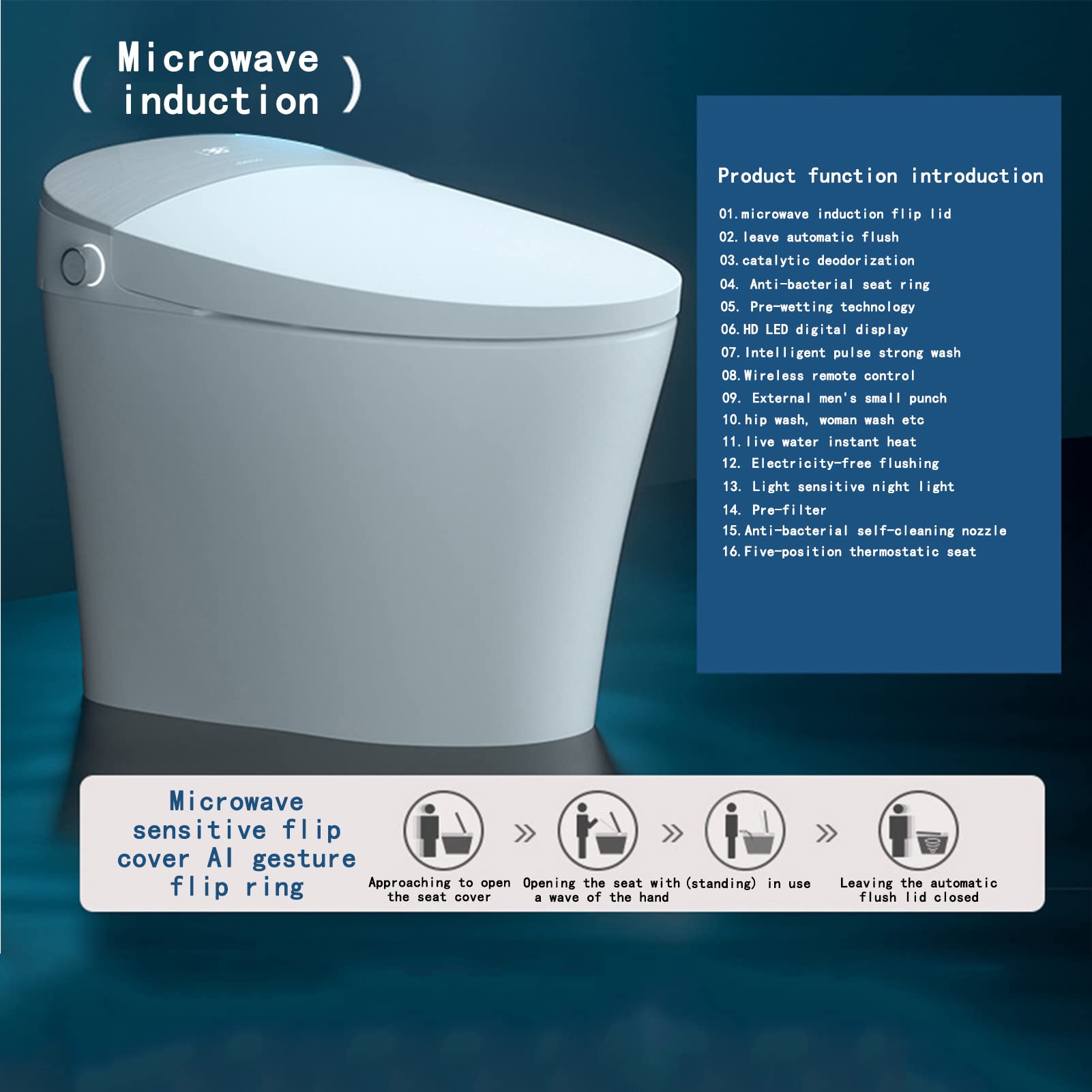 Buy Tankless Smart Bidet Toilet Dual Flush One-Piece Intelligent Toilet ...