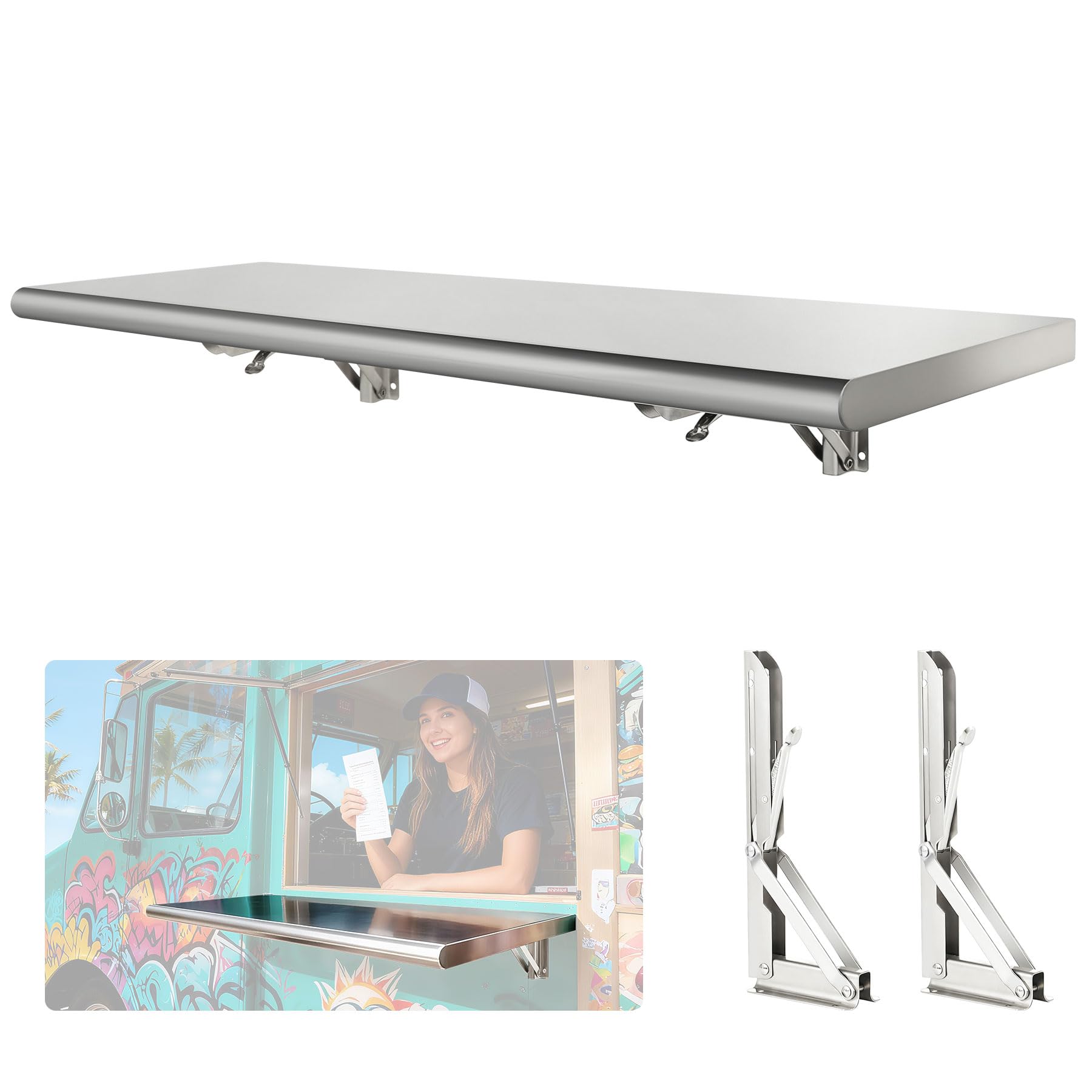 Snapklik.com : 36x12 Inch Folding Concession Shelf, Stainless Steel ...