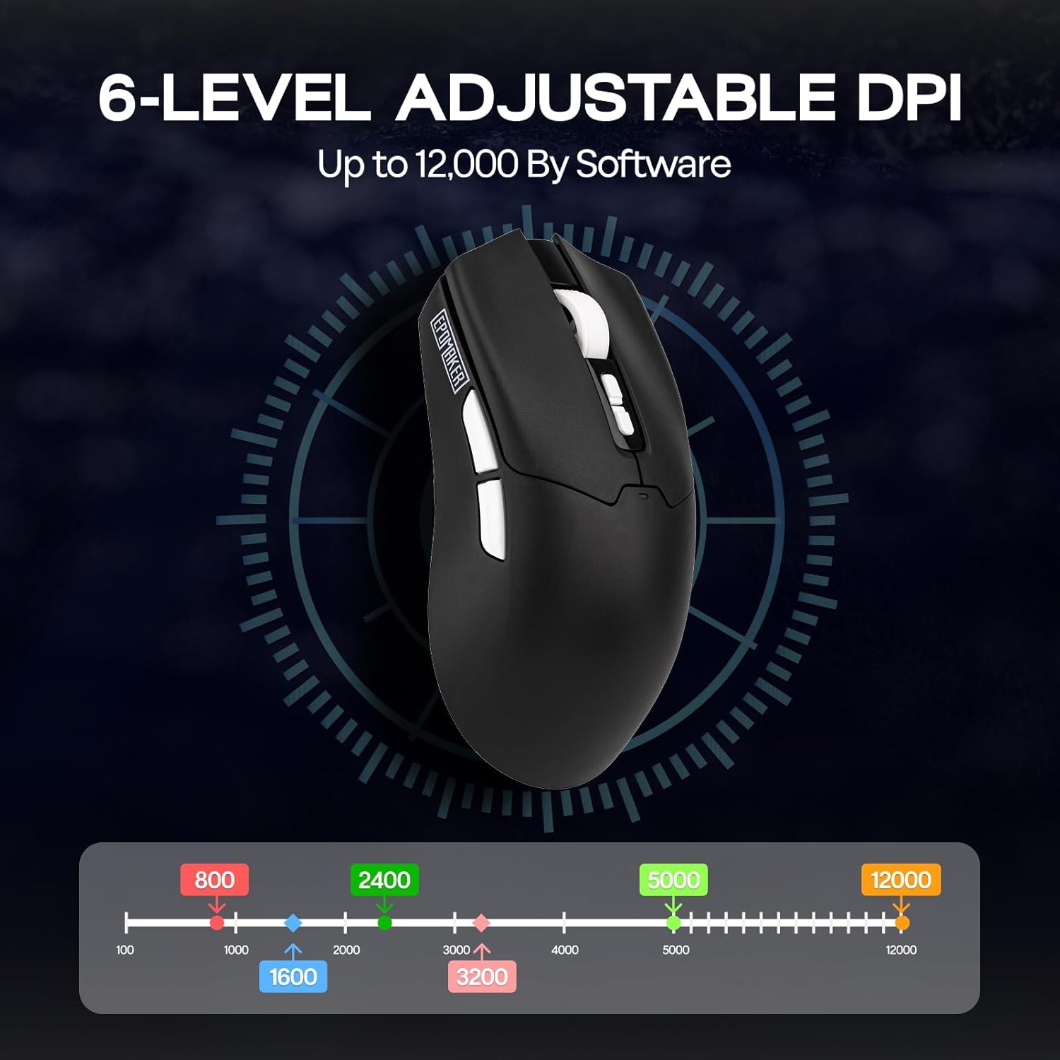 EPOMAKER Click Lite Wireless Gaming Mouse, 800 to 12,000 DPI Adjustable ...