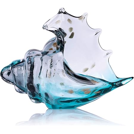 Amazon.com: Hand Blown Glass Conch Statue,Gray Blue Glass Art Figurine ...