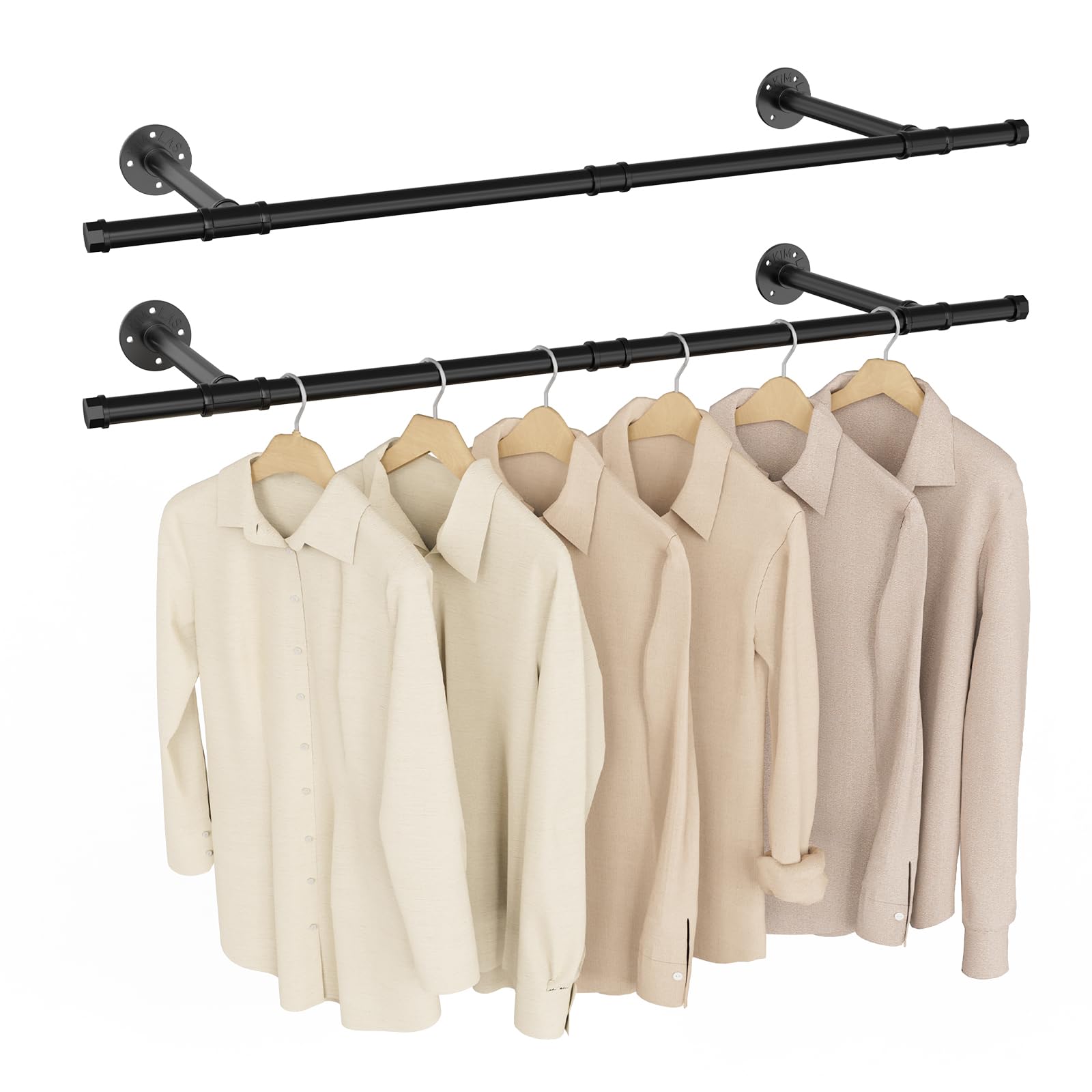 Yawinhe Wall Mounted Clothes Rail Set of 2, 112cm Multi Purpose Hanger ...