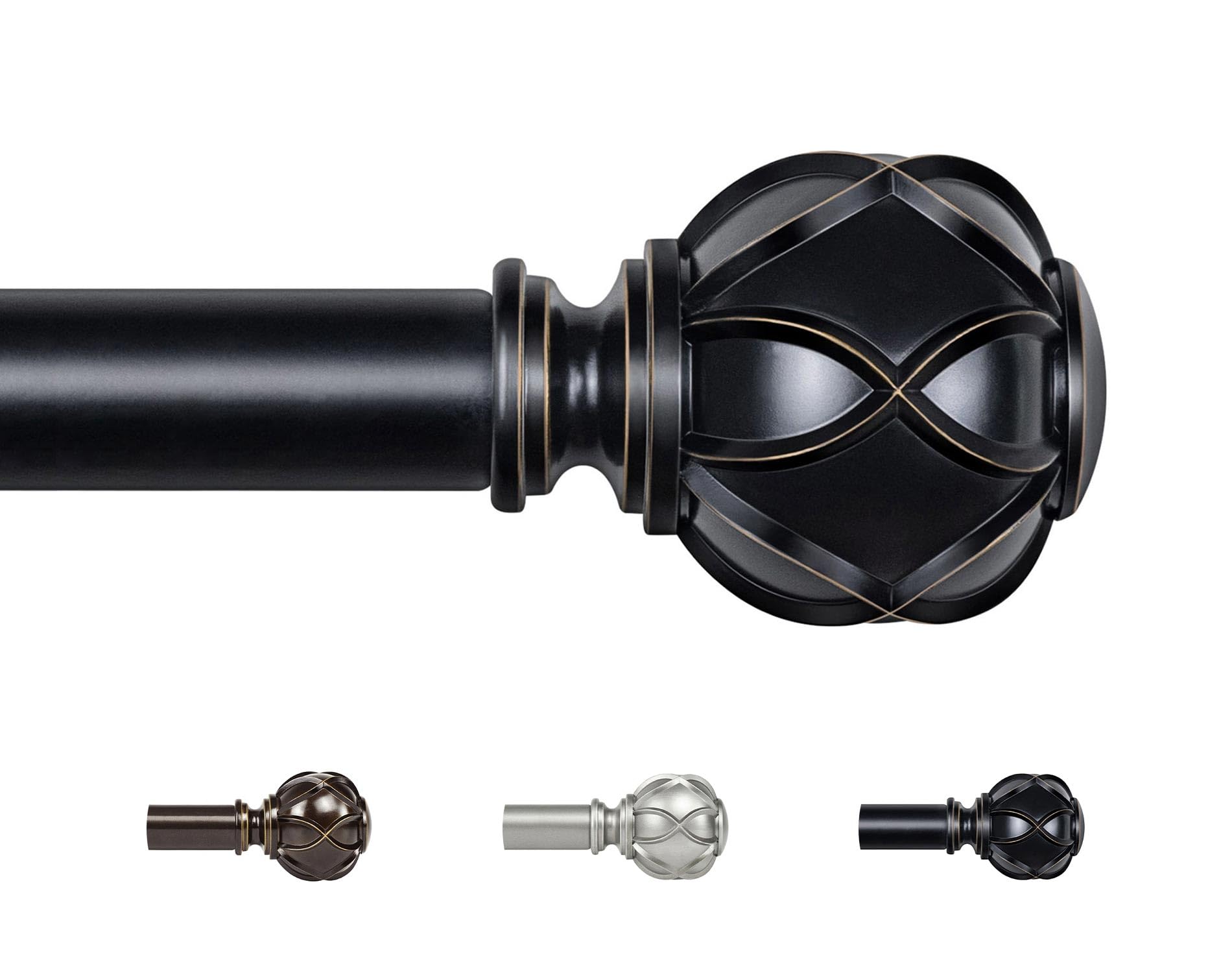 KAMANINA Black Curtain Pole 80 to 218 cm, Curtain Poles for Eyelet ...