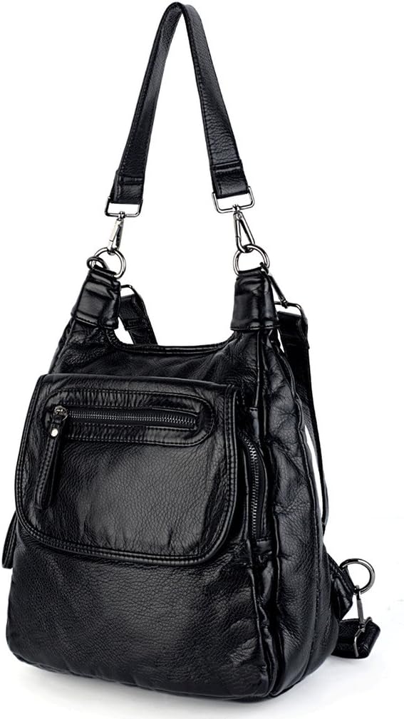 Amazon.com: UTO Women Backpack PU Washed Leather Purse Convertible ...