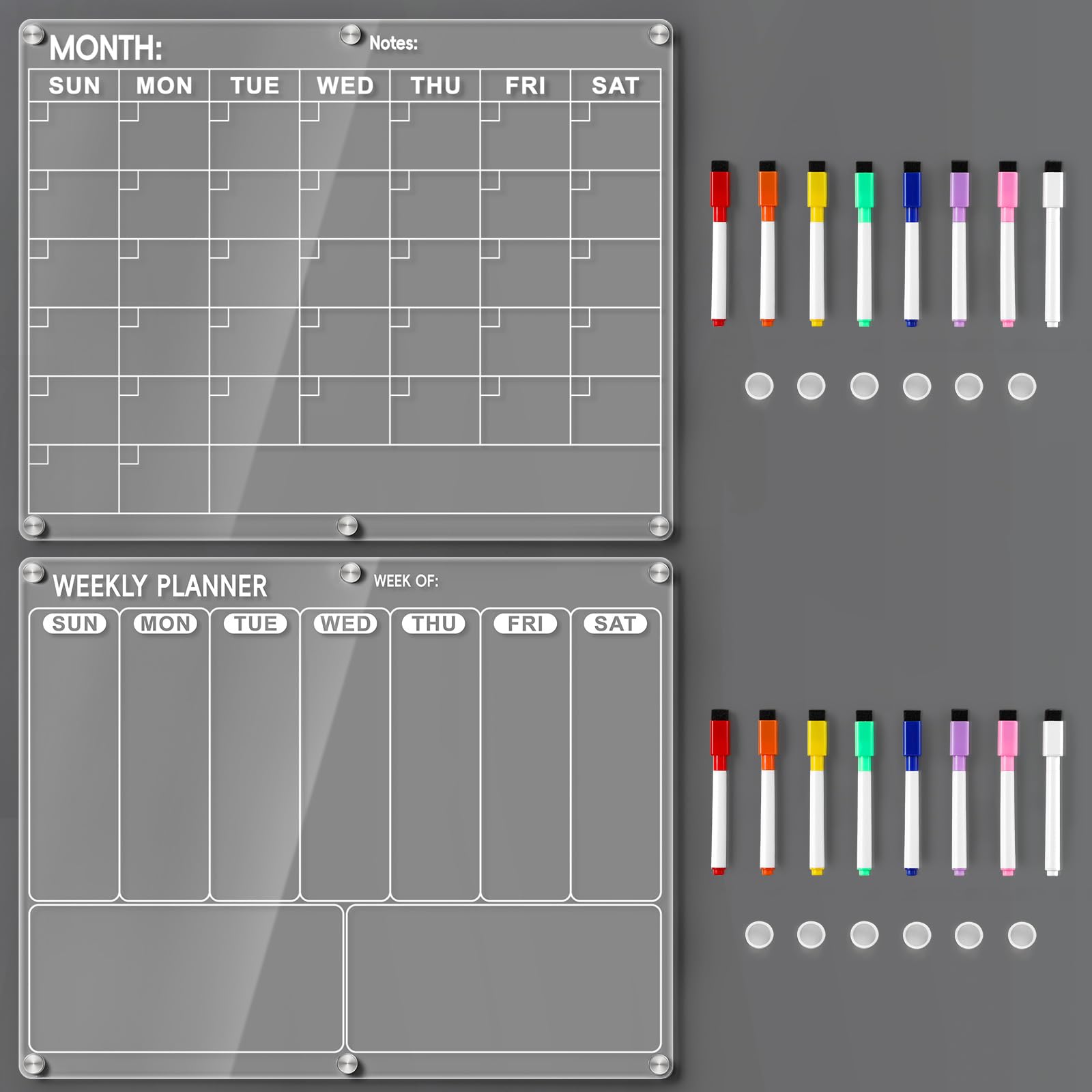 Amazon.com : Magnetic Calendar for Refrigerator, Magnetic Large Acrylic ...