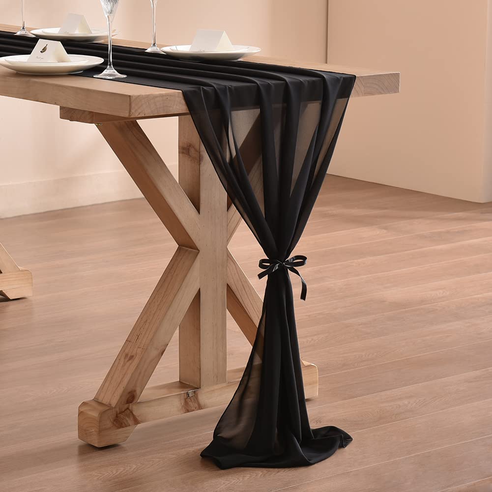 Snapklik.com : Black Chiffon Table Runner Easter Spring Boho Rustic ...