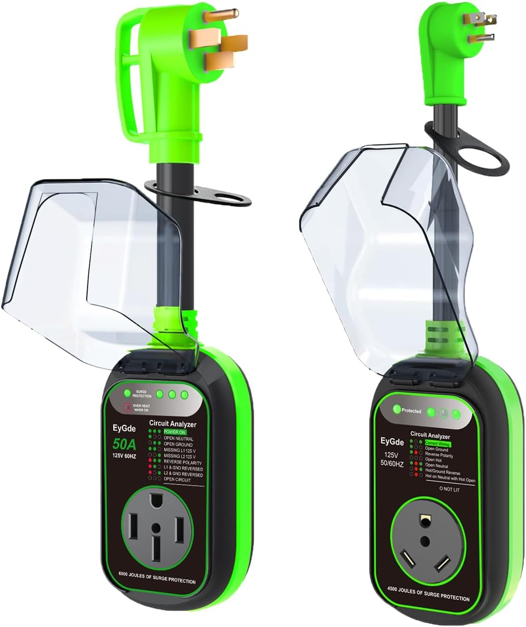 Amazon.com: EyGde RV Surge Protector 50 Amp Waterproof + 15 Amp to 30 ...