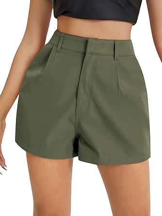 Floerns Women's Casual Solid High Waist Wide Leg Shorts with Pocket | Amazon.com