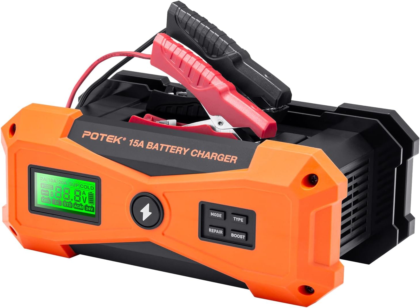 Amazon.com: POTEK 2A/10A/15A Smart Car Battery Charger,Fully Automatic ...