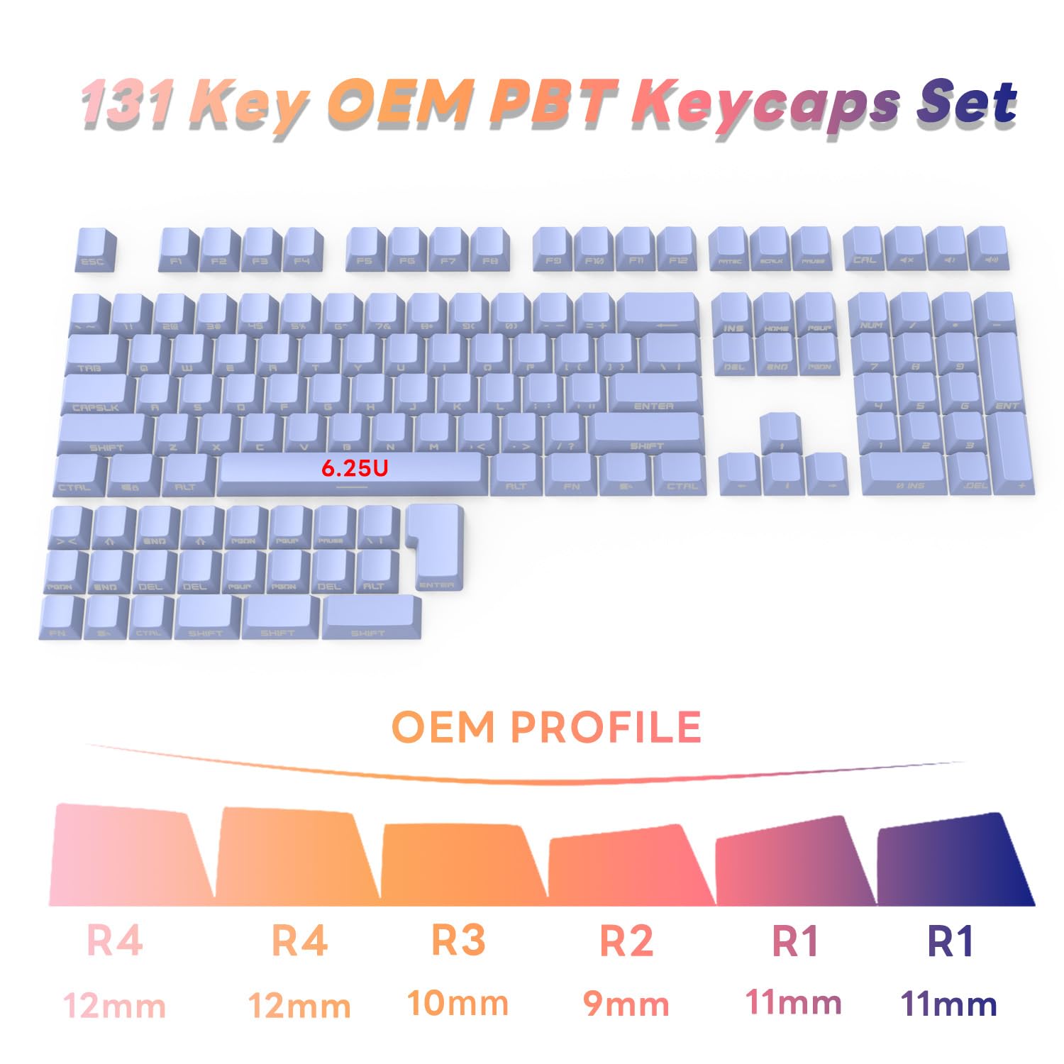 Snapklik.com : PBT Keycaps - Side Print, Shine Through, 131 Keys OEM ...