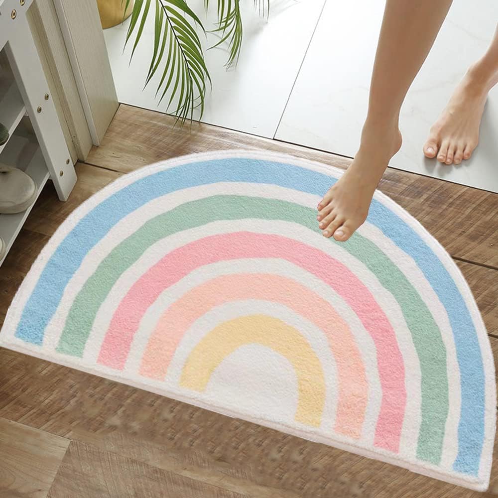 Amazon.com: FWEHIO Cute Rainbow Sugar Colors Bathroom Rugs Non-Slip ...