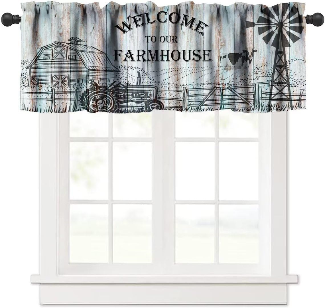 Amazon.com: JanJCurt Farmhouse Valances for Windows, Rustic Farm Animal ...