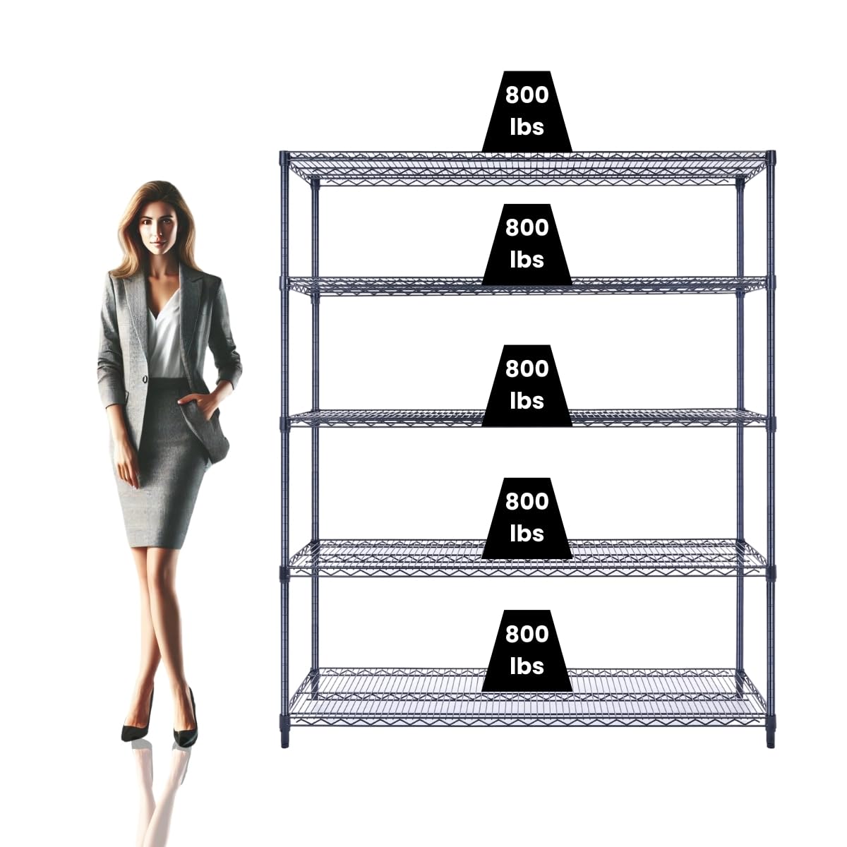 Amazon.com: Utility Basics 60"x18"x72" Black 5-Tier Premium Wire ...