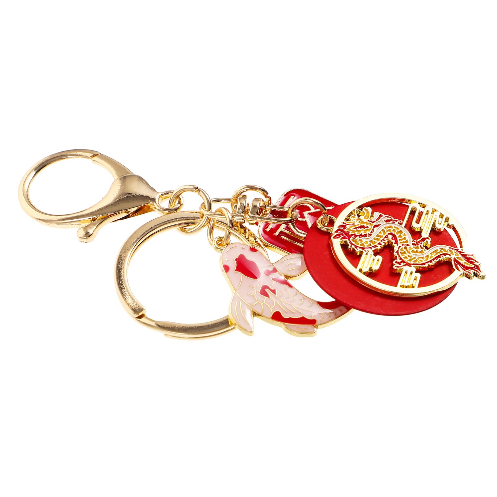 LIFKOME Chinese Dragon Keychain with Koi Fish Charm Zodiac Dragon ...