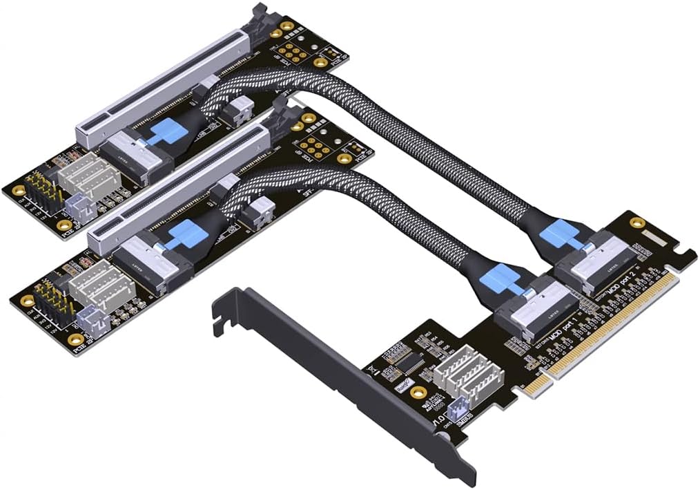 Amazon.com: JMT ADT-F36B-F37B-D8S PCI-e 4.0 X16 to X8 X8 MCIO ...