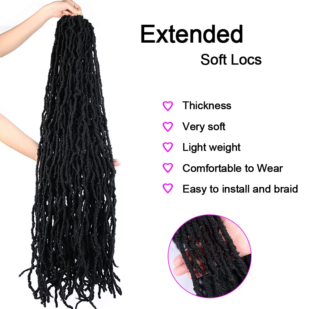 Violet 36 Inch New Faux Locs Crochet Hair 4 Packs Soft Locs Crochet ...