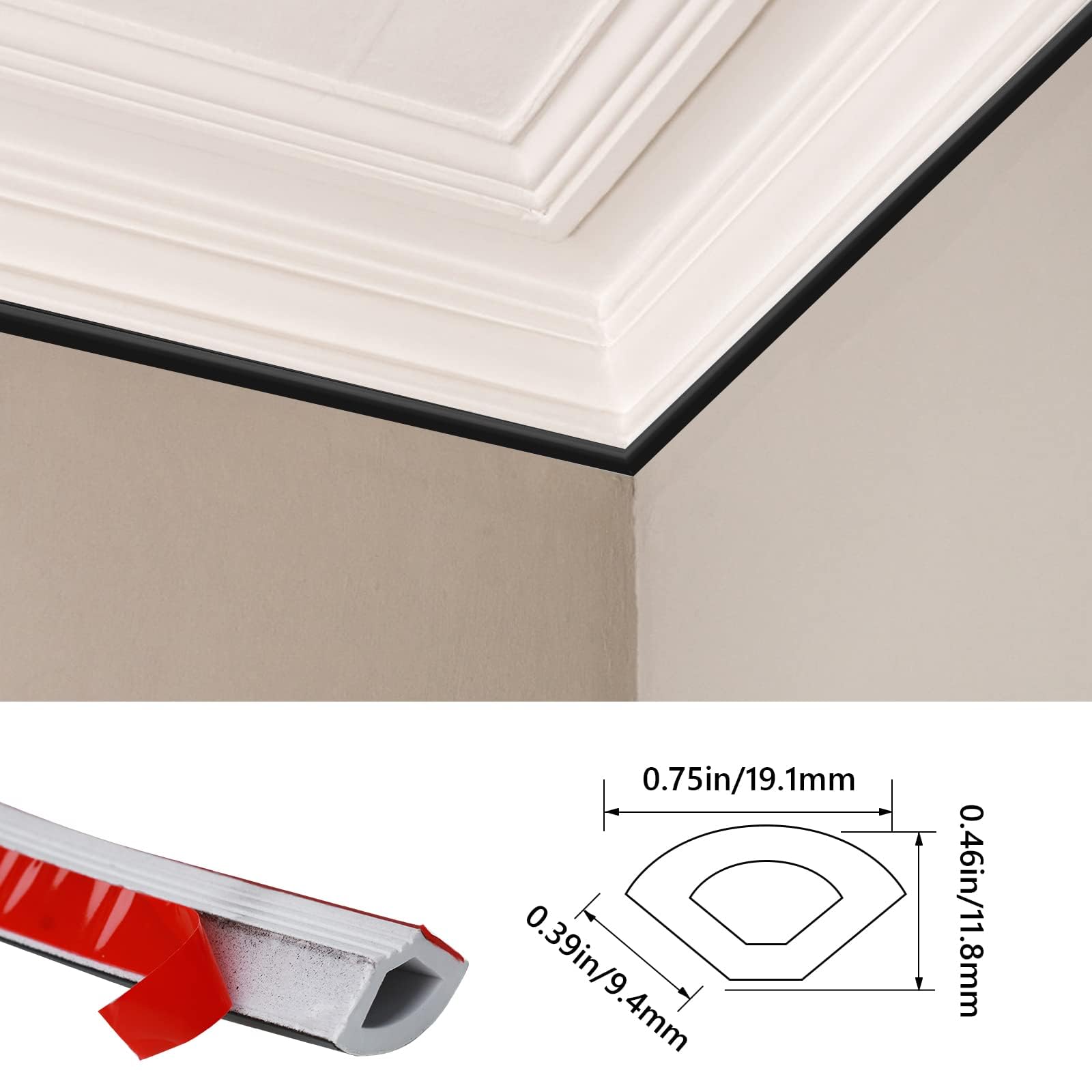 Snapklik.com : Duzzy 9.8FT Flexible Quarter Round Molding Self-Adhesive ...