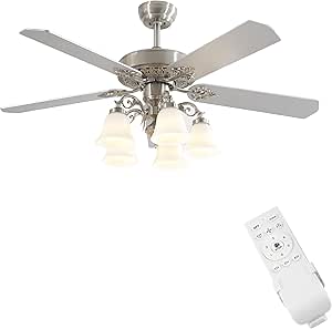 Amazon.com: FINXIN Indoor Ceiling Fan Light Fixtures LED 52 Ceiling ...