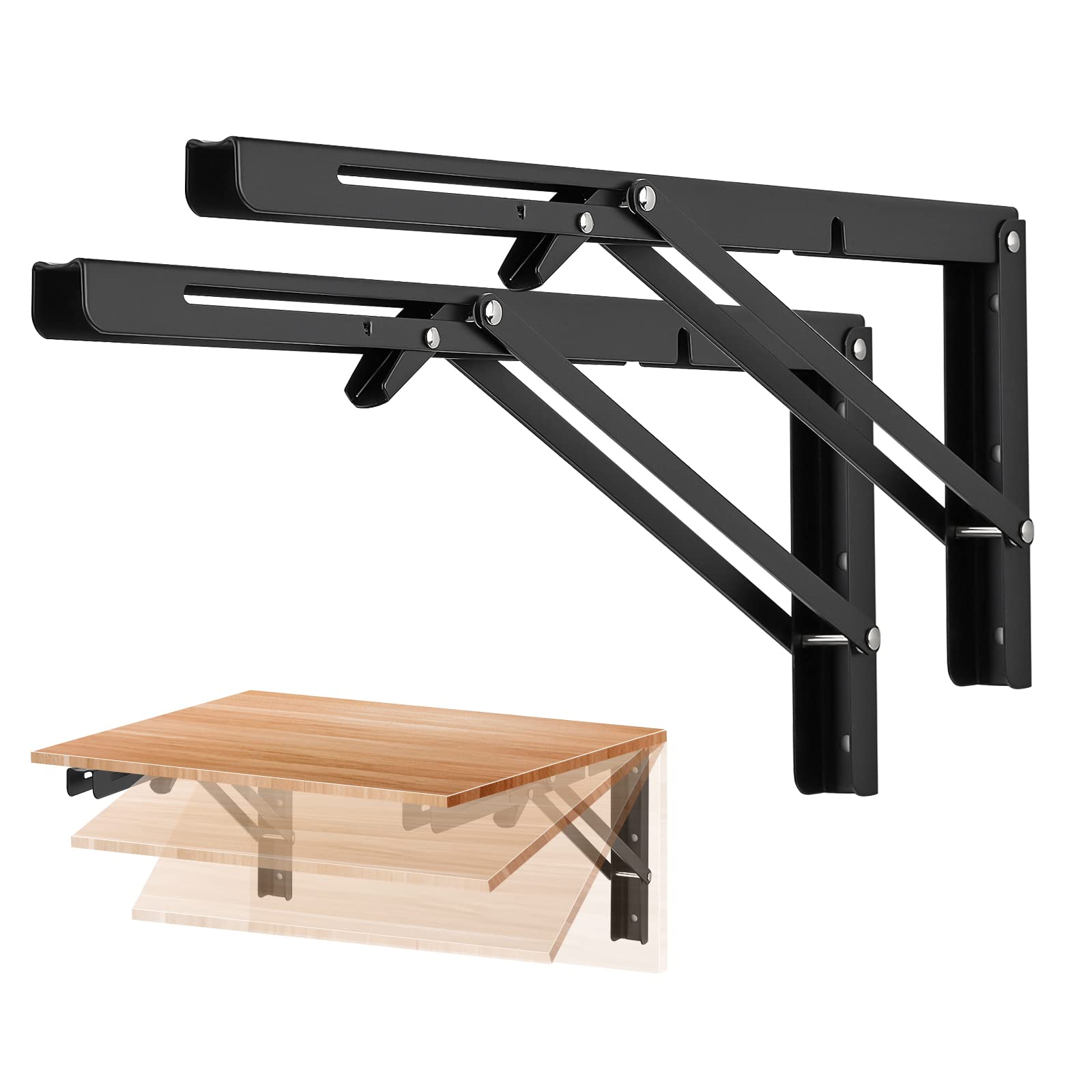 Amazon.com: Ravinte Folding Shelf Brackets - Heavy Duty Shelf Brackets ...