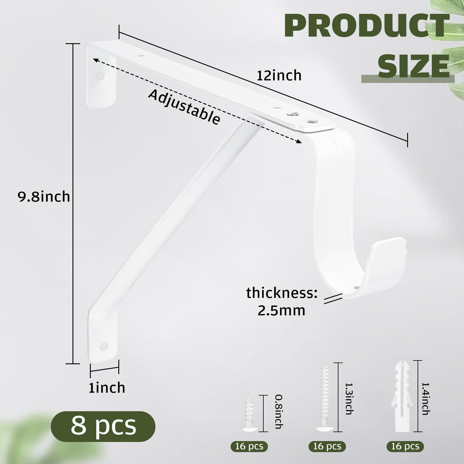 Snapklik.com : Gisafai 8 Pack White Adjustable Shelf Rod Support ...