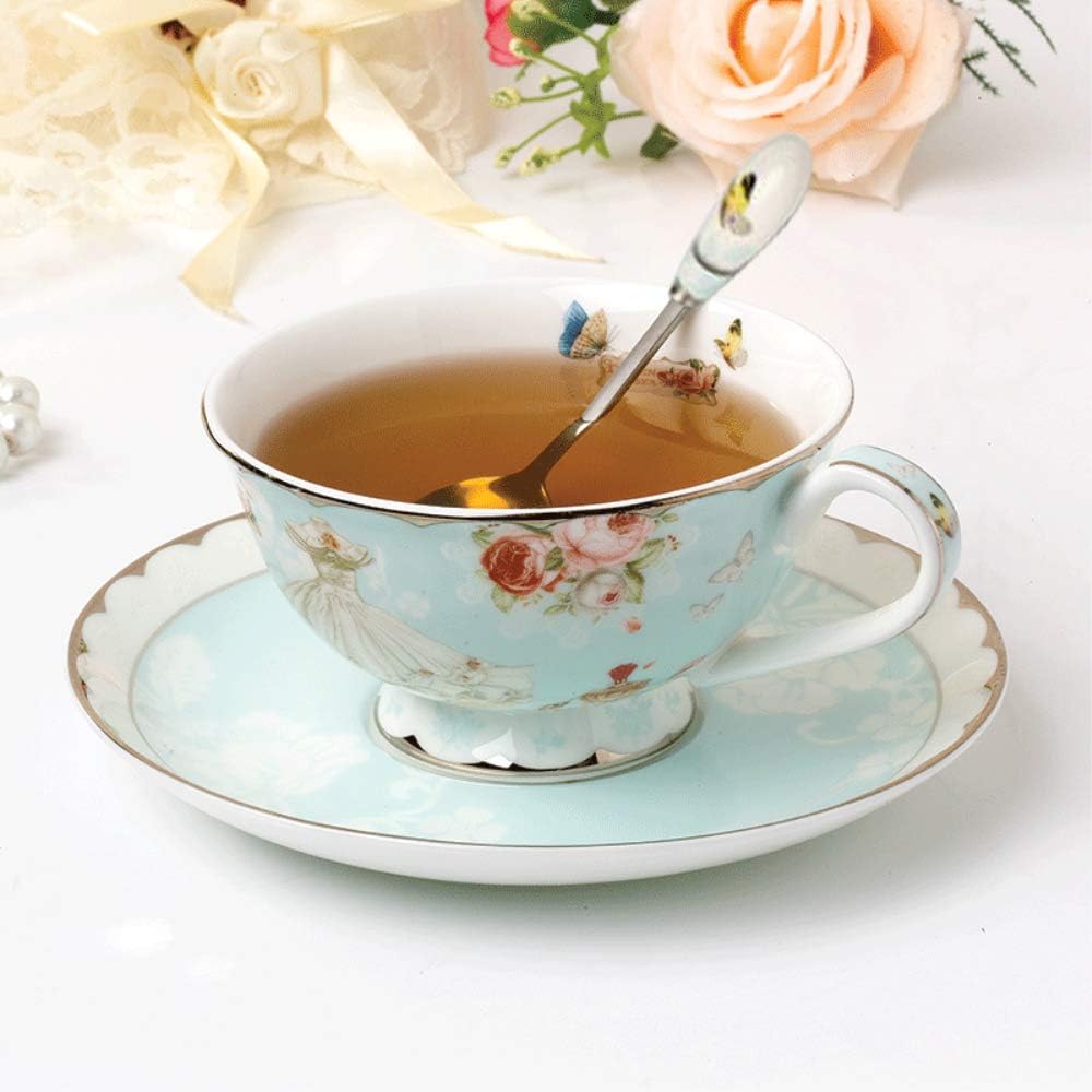 Amazon.com | BigNoseDeer Porcelain Tea cups and Saucers,Art Latte Cup ...