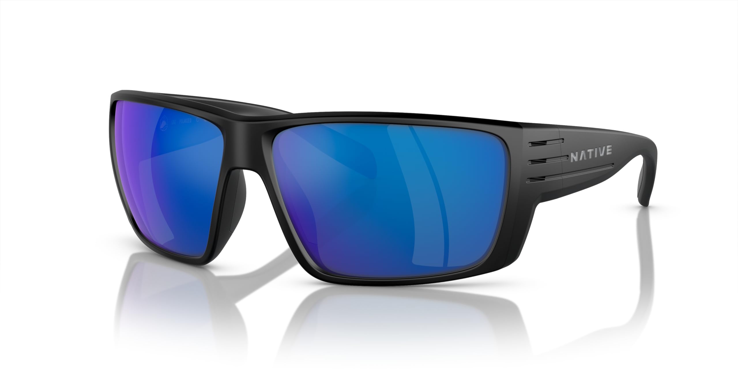 Amazon.com: Native Man Sunglasses Matte Black Frame, Blue Reflex Lenses ...