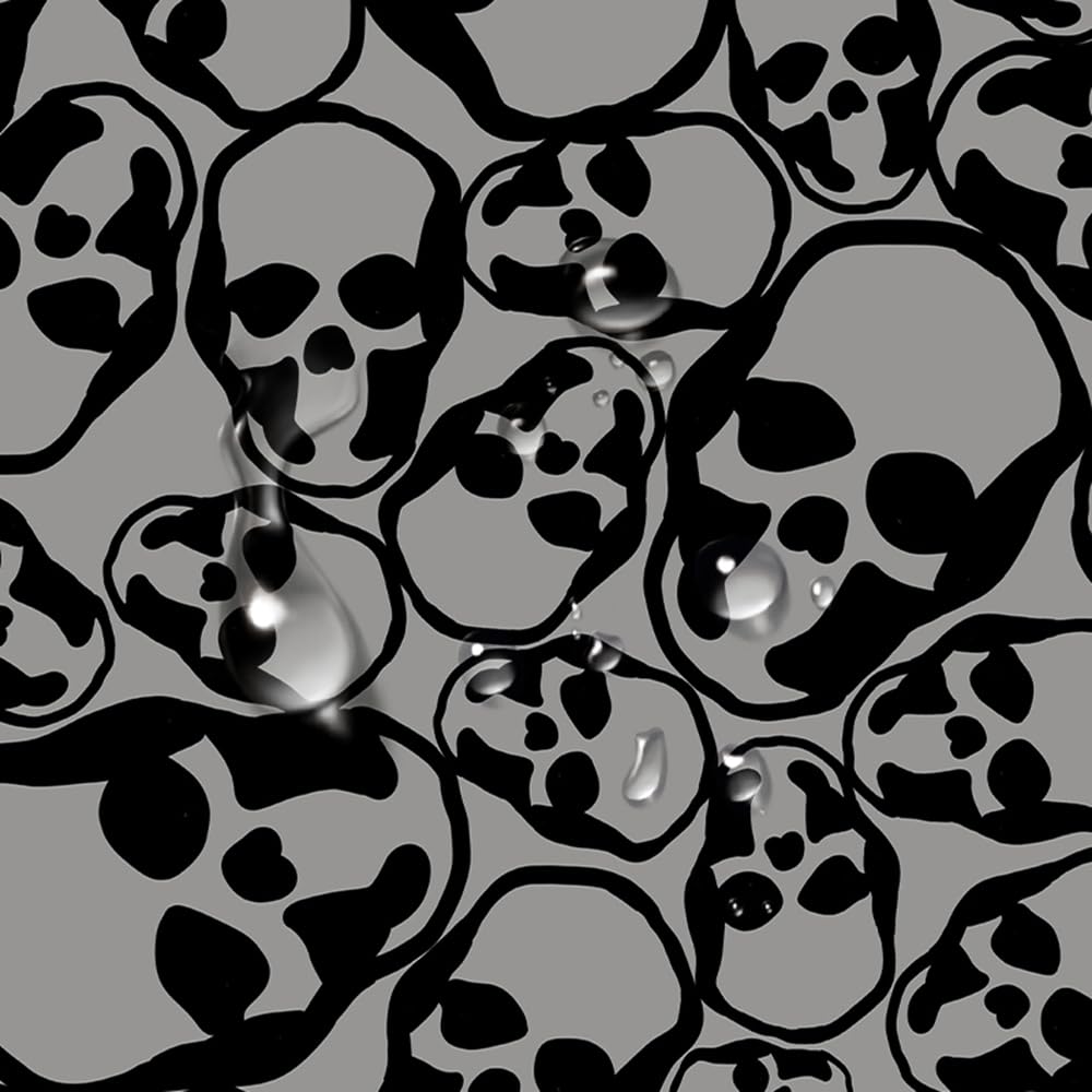 Qoubao Peel and Stick Skulls Wallpaper Halloween Scary Black Skull ...