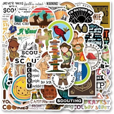 Amazon.com: 64pcs Boy Scouts Sticker, Cute Cartoon Vinyl Waterproof ...