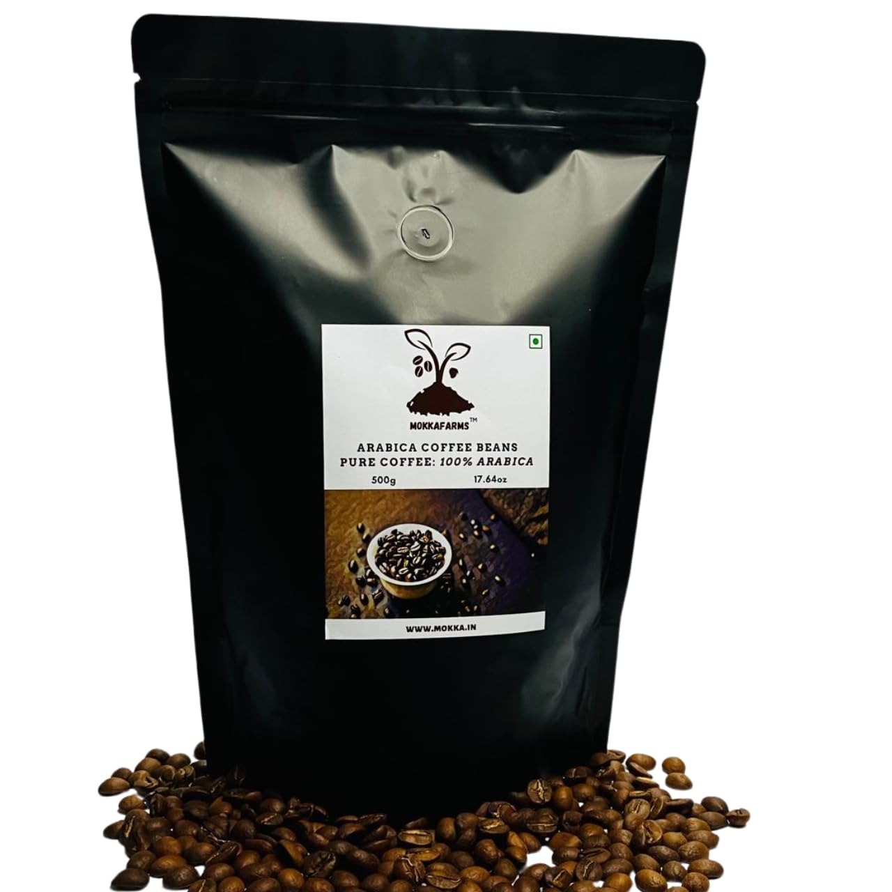 MOKKAFARMS 100% Pure Arabica Roasted Coffee Beans 500 Gram | Light ...