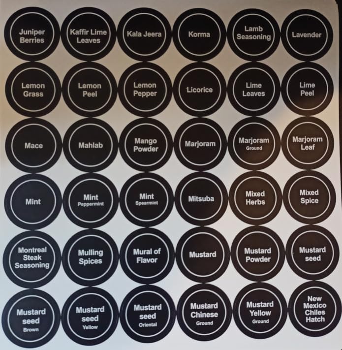 Spice Labels Stickers for Jars - 12 Sheets/432Pcs Spice Jar Labels Pre ...
